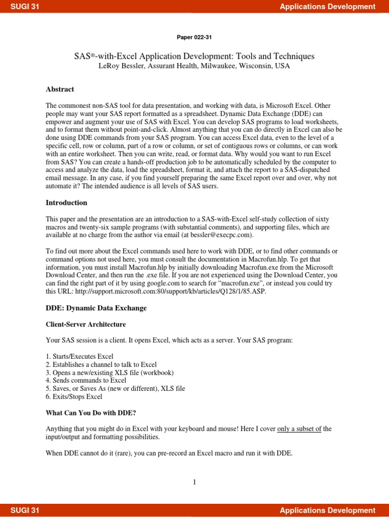Excel With SAS | PDF | Microsoft Excel | Sas (Software)