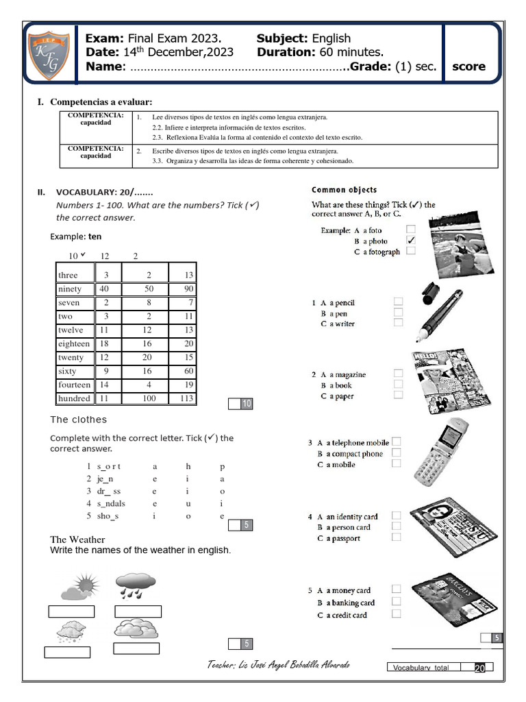 Final English Exam 2023 for Students | PDF | Linguistic Morphology ...