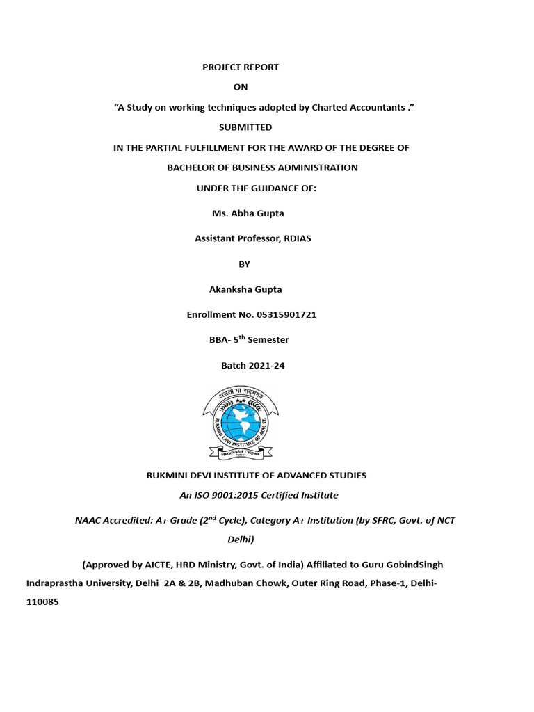 Summer Internship Project Akanksha Gupta | PDF | Audit | Accountant