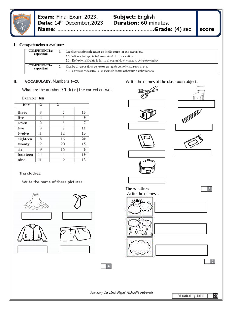 English Final Test 4 Secundary | PDF | English Language | Language ...