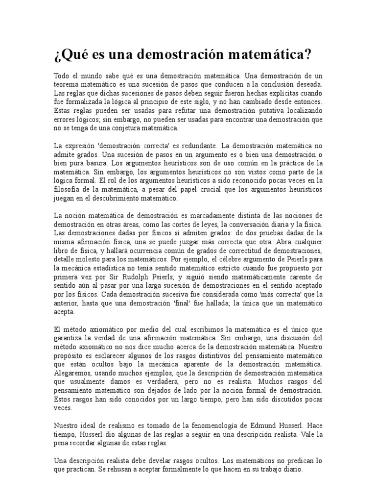 Definición de demostración matemática | PDF | Prueba matemática ...