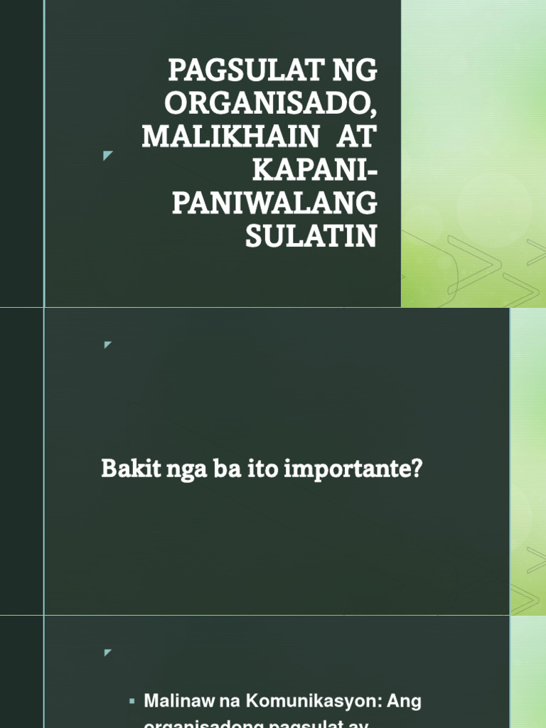 Pagsulat NG Organisado, Malikhain at Kapani-Paniwalang Sulatin | PDF