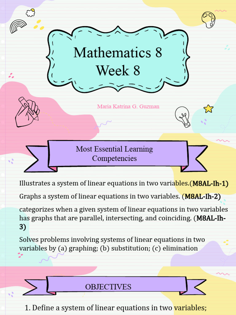 Quarter 1 Week 8 | PDF | Equations | System Of Linear Equations