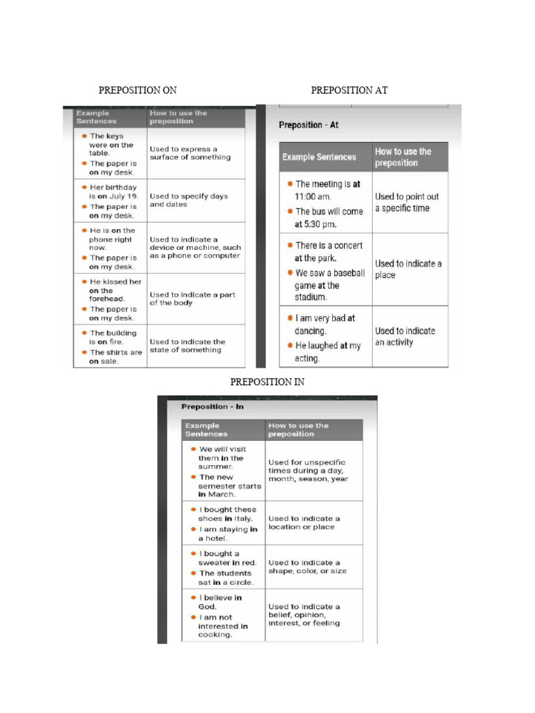 Prepositions Exercise for Class 8 | PDF
