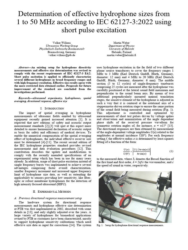 Determination of Effective Hydrophone Sizes From 1 To 50 MHZ According ...