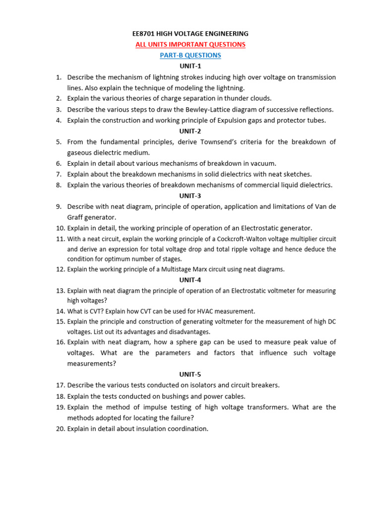 Ee8701 All Units Important Questions | PDF | Electrical Breakdown ...