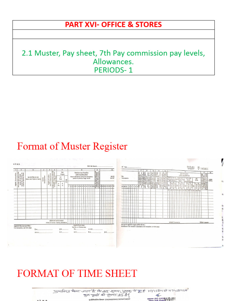 2.1 - Muster, Pay Sheet, VII Cpcleve& Alowances | PDF | Government