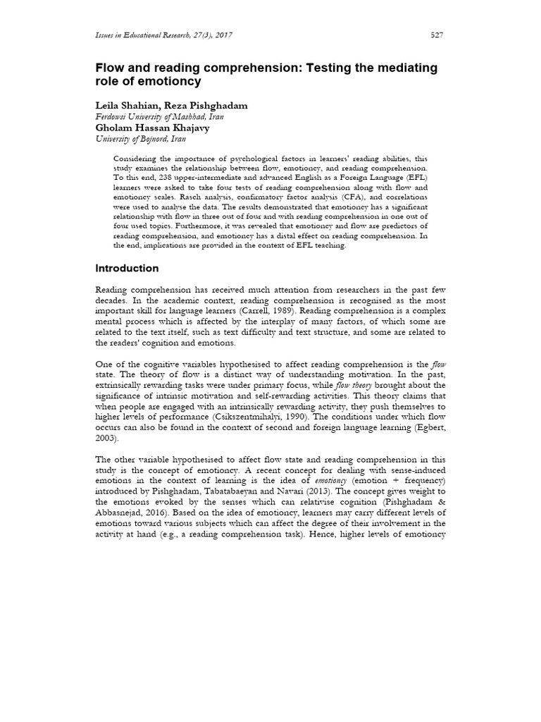 Flow and reading comprehension | PDF | Learning | Reading Comprehension