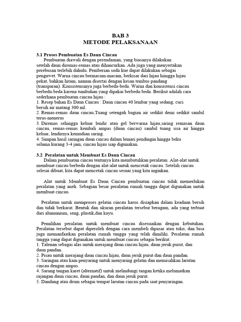 BAB 3 Metode Pelaksana Pak Pomo | PDF | Memasak, Makanan, & Anggur