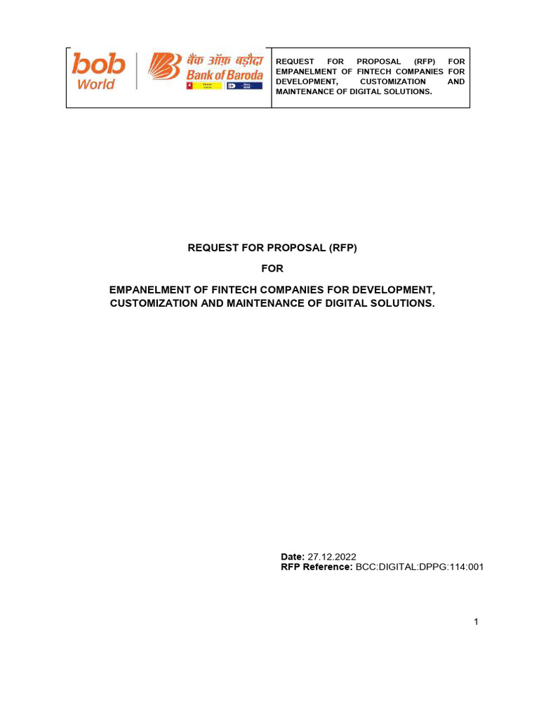 Fintech RFP for Digital Solutions | PDF | Request For Proposal ...