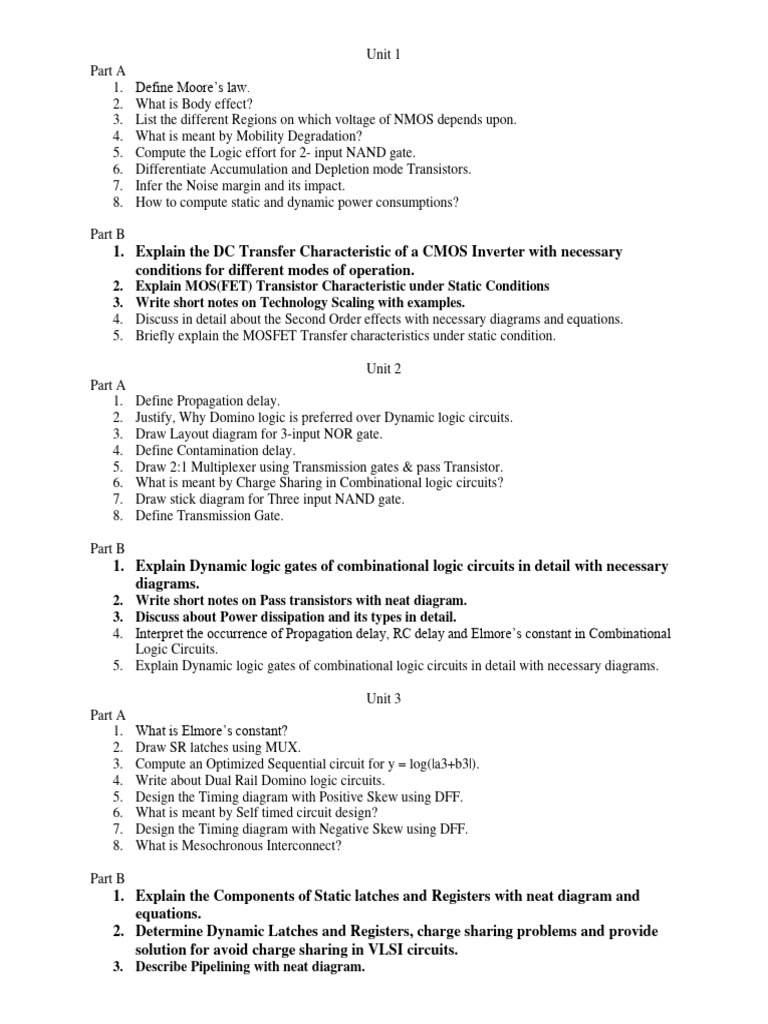 Vlsi QB | PDF | Logic Gate | Field Effect Transistor