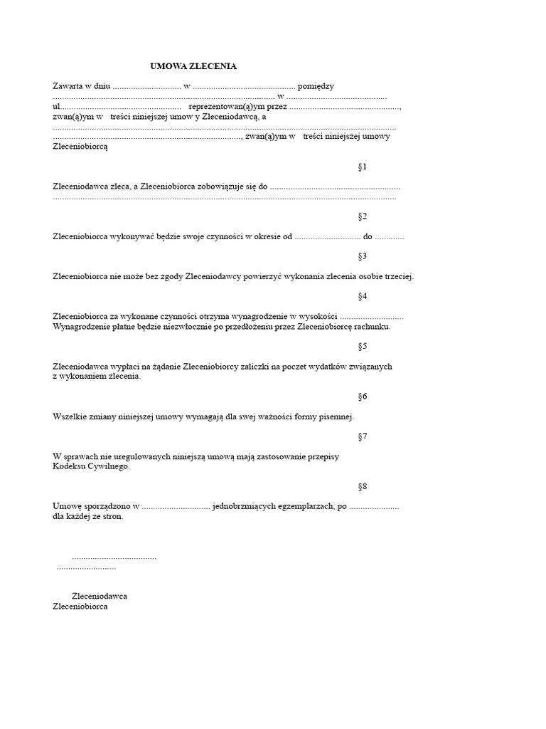 Umowa Zlecenia | PDF