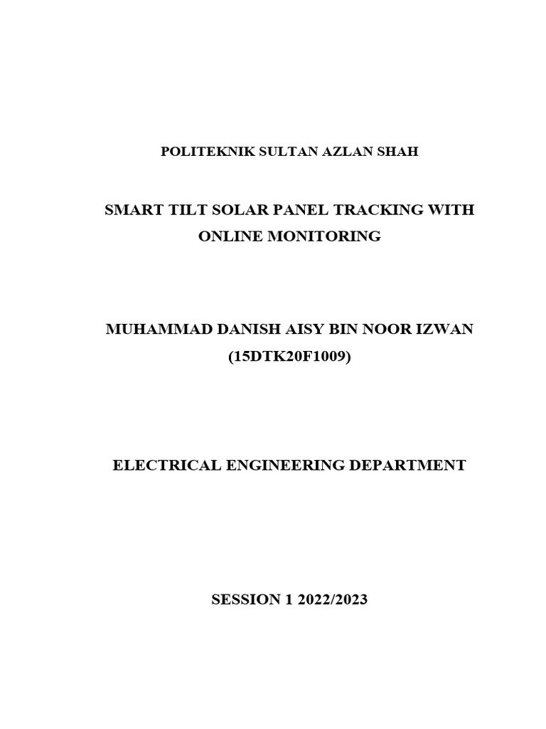 Report Smart Tilt Solar Panel With Online Monitoring | PDF | Electric ...