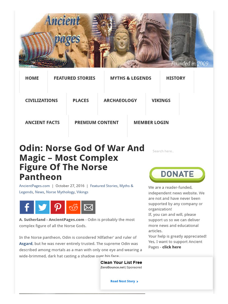 Odin - Norse God of War and Magic - Most Complex Figure of The Norse Pantheon - Ancient Pages ...
