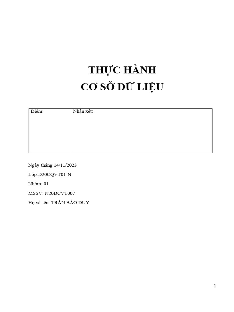 Trần Bảo Duy - n20dcvt007 - Bài Th1 | PDF