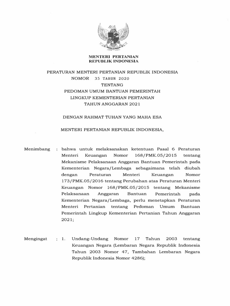 Permentan 35 2020 | PDF