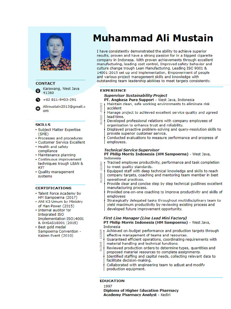 Professional Resume Ali Mustain | PDF