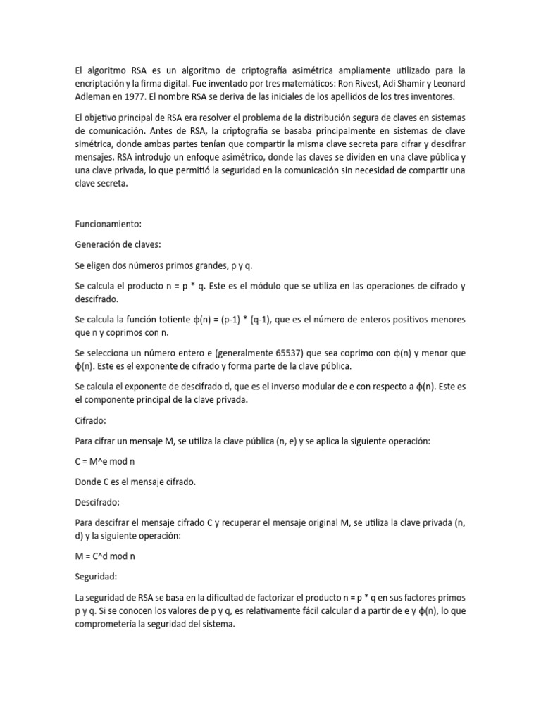 Rsa | PDF | Clave (criptografía) | Transport Layer Security