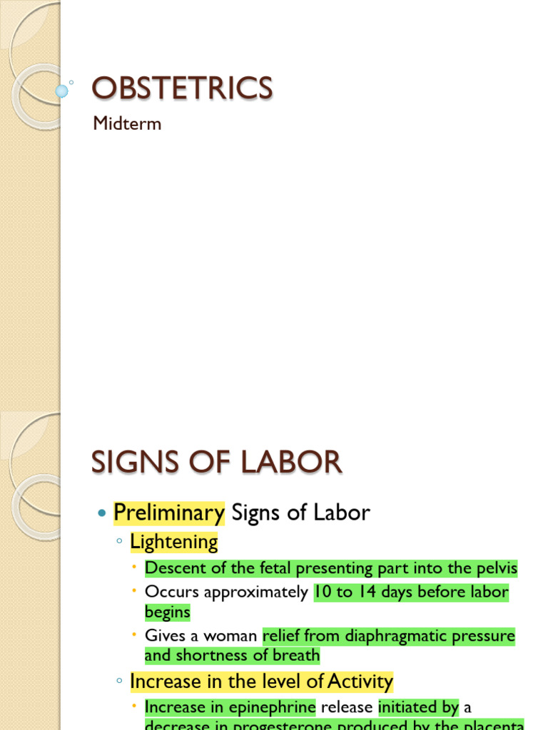 OB Stages of Labor and Care in The Stages of Labor With Video | PDF ...