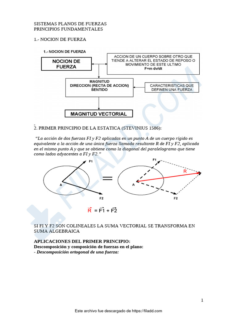 1-Principios de La Estatica y Condiciones de Vinculo | Descargar gratis PDF | Fuerza | Vector ...