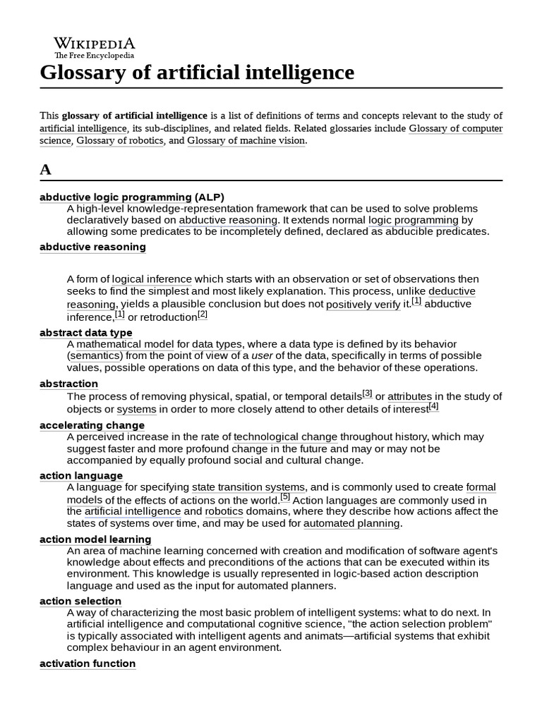 Glossary Of Artificial Intelligence Pdf Artificial Intelligence
