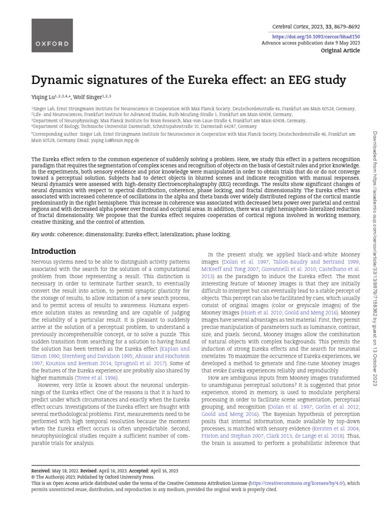 Eureka | PDF | Electroencephalography | Perception
