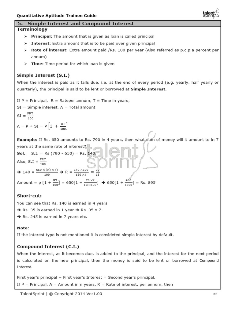 Simple Interest And Compound Interest Download Free Pdf Interest
