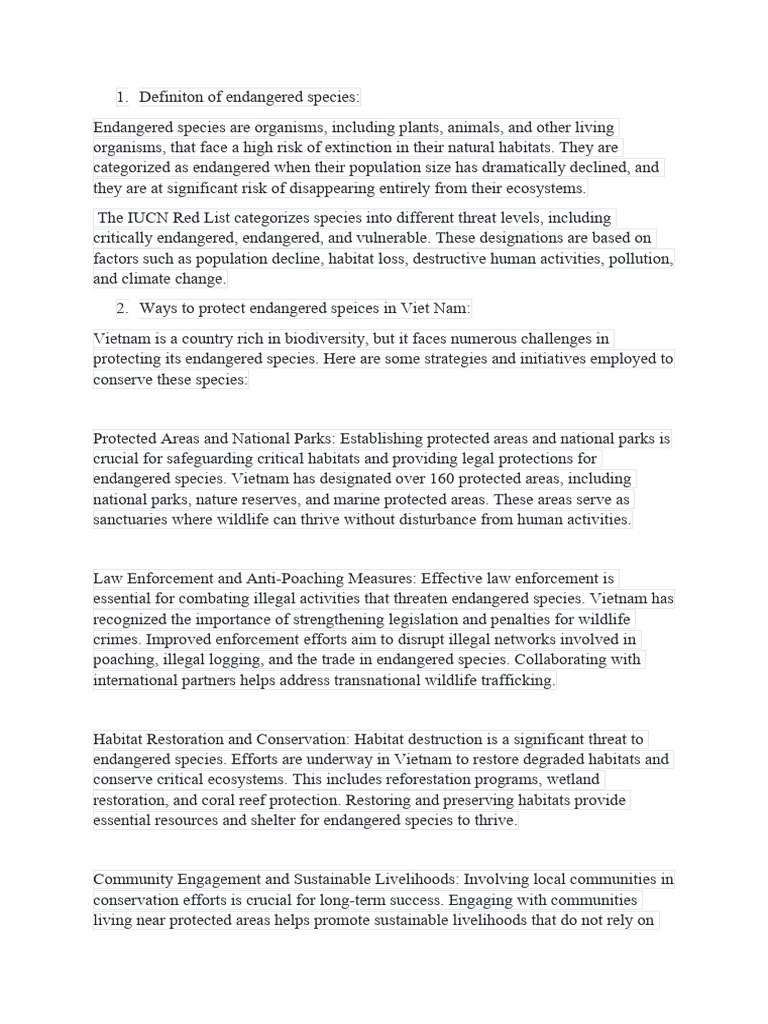 Definiton of Endangered Species | PDF | Endangered Species ...