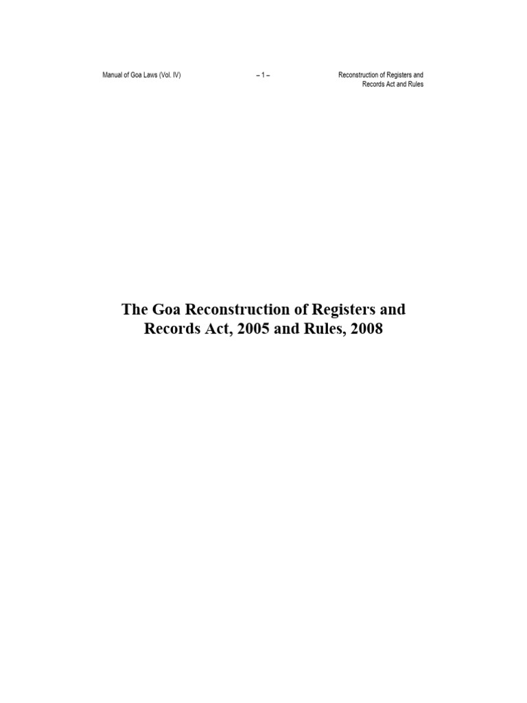 Reconstruction of Registers and Records Act | PDF | Governance | Legal Documents