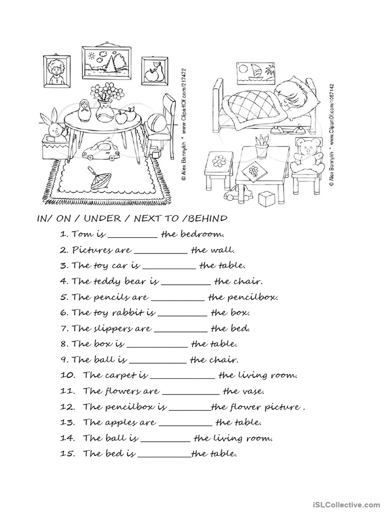 Prepositions of Place Exercises | PDF | Home & Garden