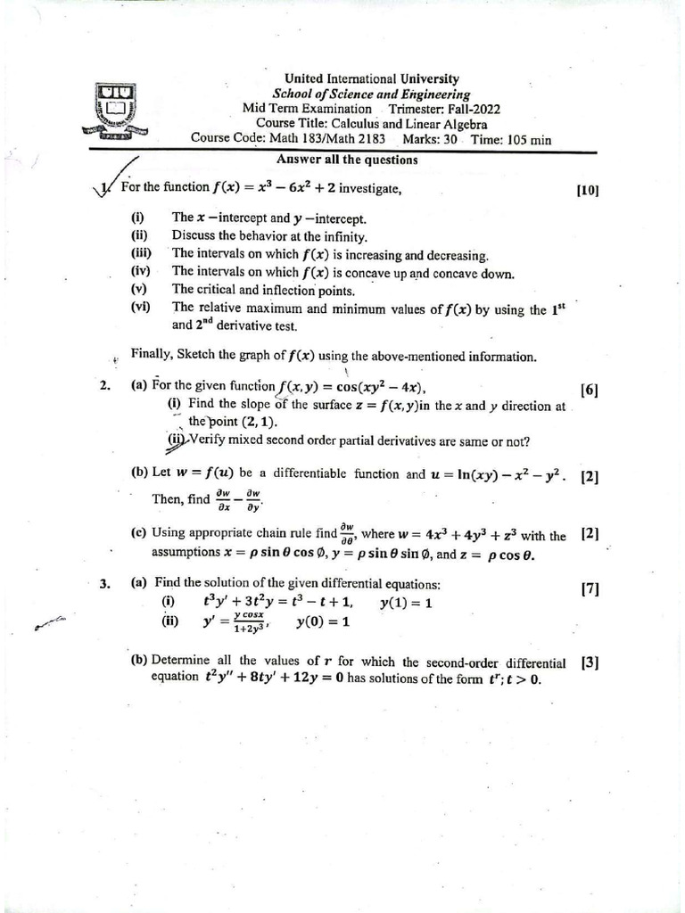 MATH2183 Mid 223 | PDF