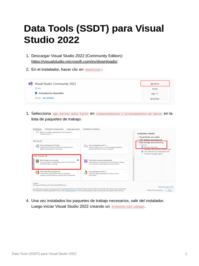 Instalar SSDT en Visual Studio 2022 | PDF | Negocios | Informática