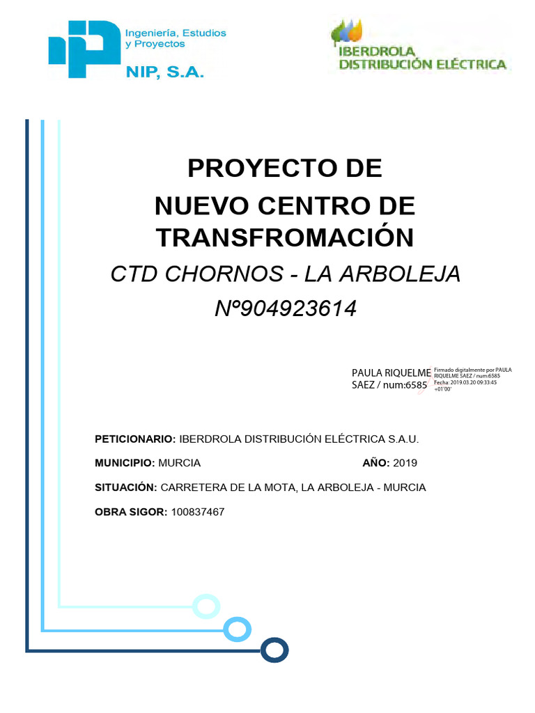 Proyecto CTD Chornos Arboleja | PDF | Cableado eléctrico | Corriente eléctrica