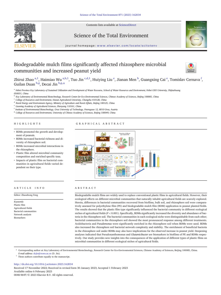 Biodegradable Mulch Films Significantly Affected Rhizosphere Microbial Communities and Increased ...