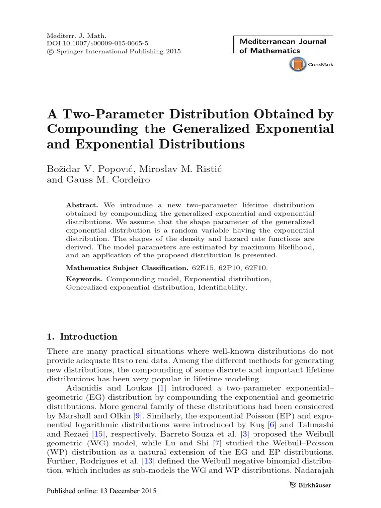 A_Two_Parameter_Distribution_Obtained_by | PDF | Akaike Information Criterion | Probability ...