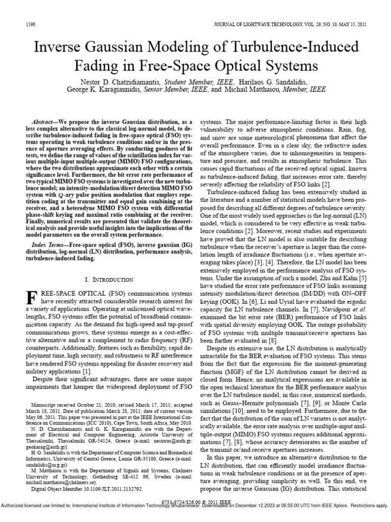 Inverse Gaussian Modeling of Turbulence-Induced Fading in Free-Space ...
