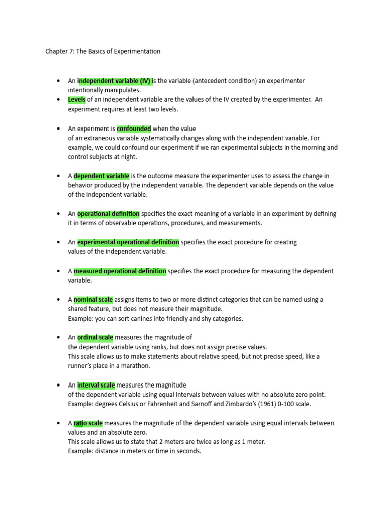 Chapter 7 Reviewer ExpPsych | PDF | Validity (Statistics) | Level Of Measurement