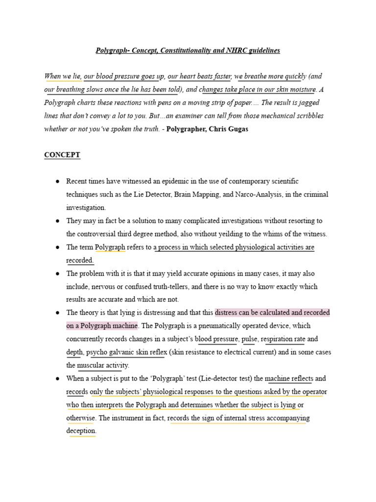 Polygraph Testing: Concepts and Guidelines | PDF | Polygraph | Self ...
