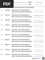 Value of Underlined Digits Worksheet | PDF
