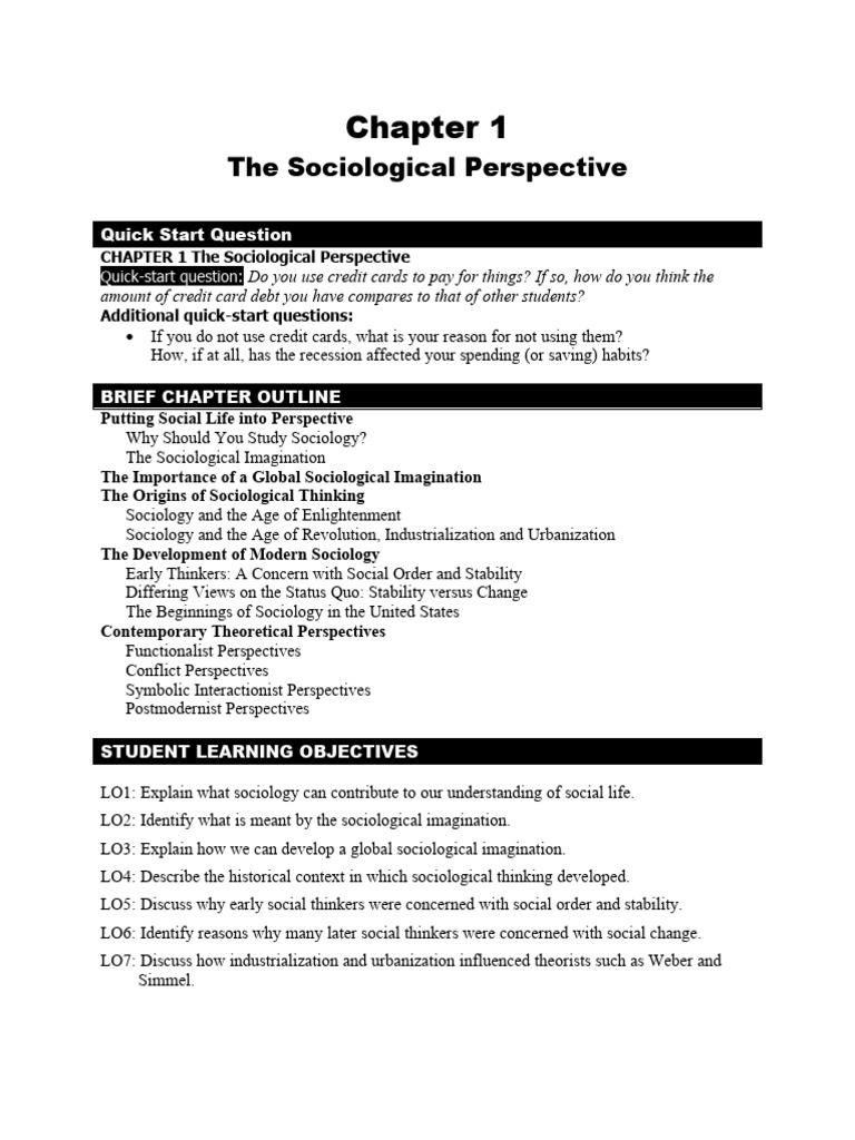 Understanding the Sociological Perspective | PDF | Sociology | Marx's ...
