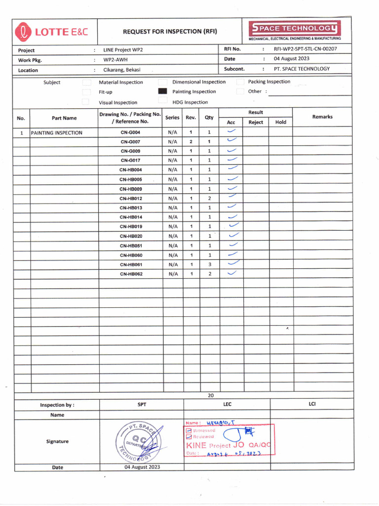 Rfi Wp2 SPT STL CN 00207 Rfi Painting | PDF