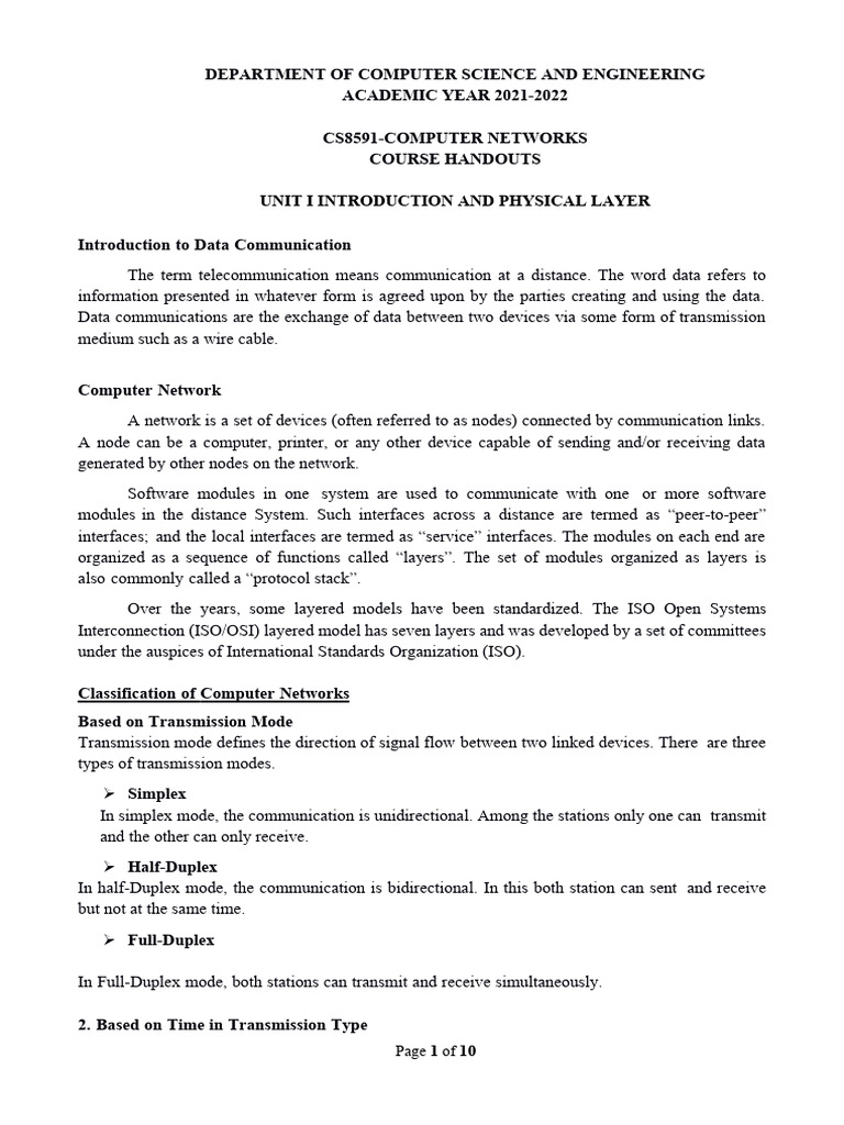Course Handout | PDF | Osi Model | Computer Network