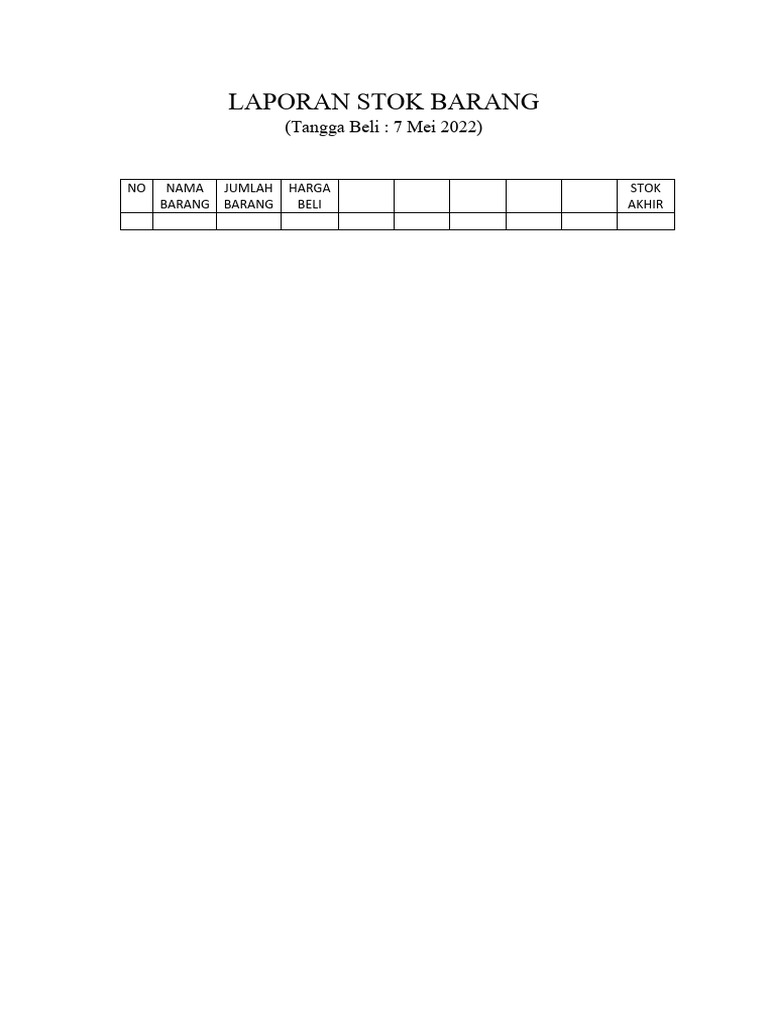 Laporan Stok Barang | PDF