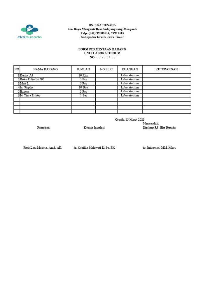 Form Permintaan Barang | PDF