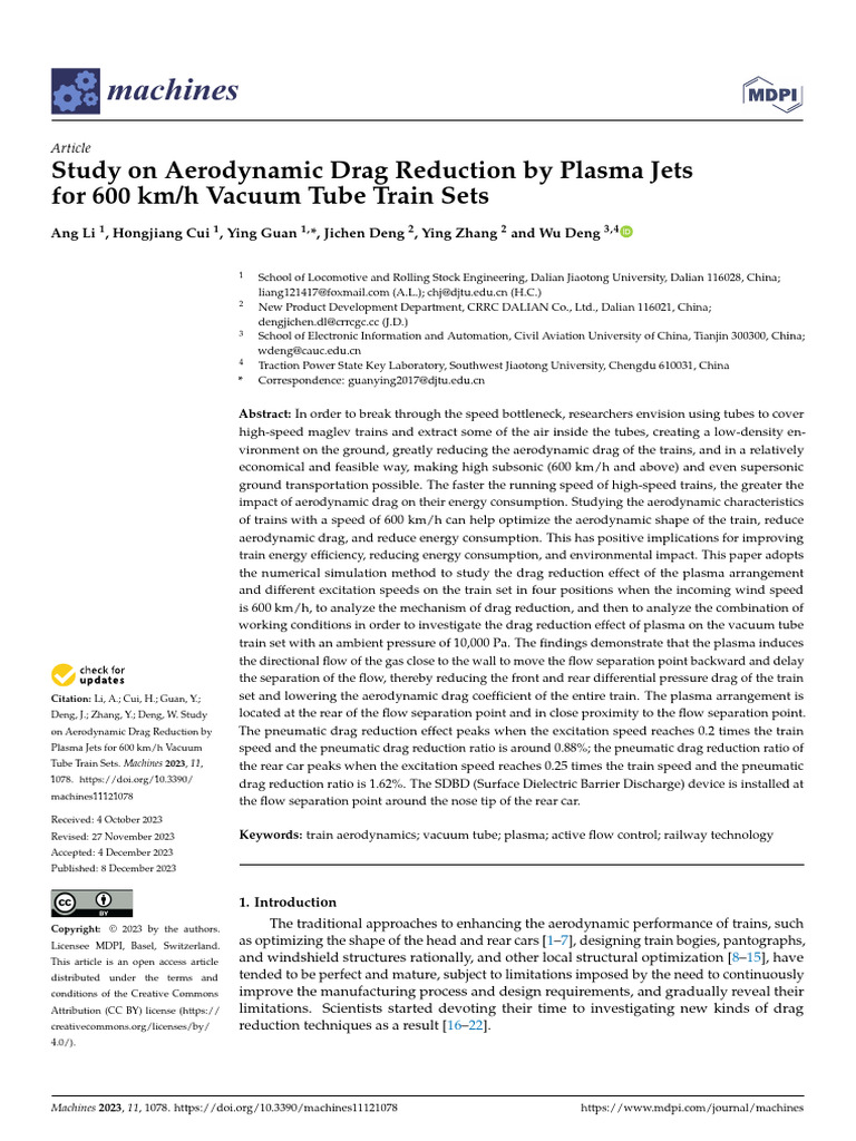 Machines 11 01078 | PDF | Fluid Dynamics | Lift (Force)