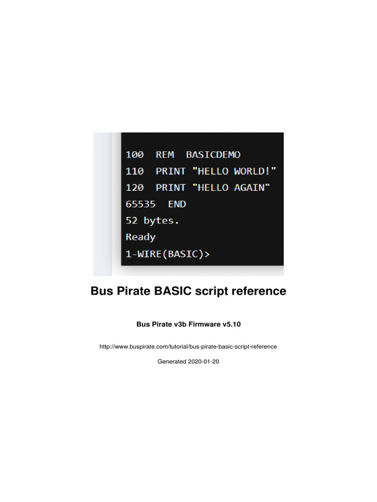 Bus Pirate Basic Script Reference | PDF | Basic | Variable (Computer ...