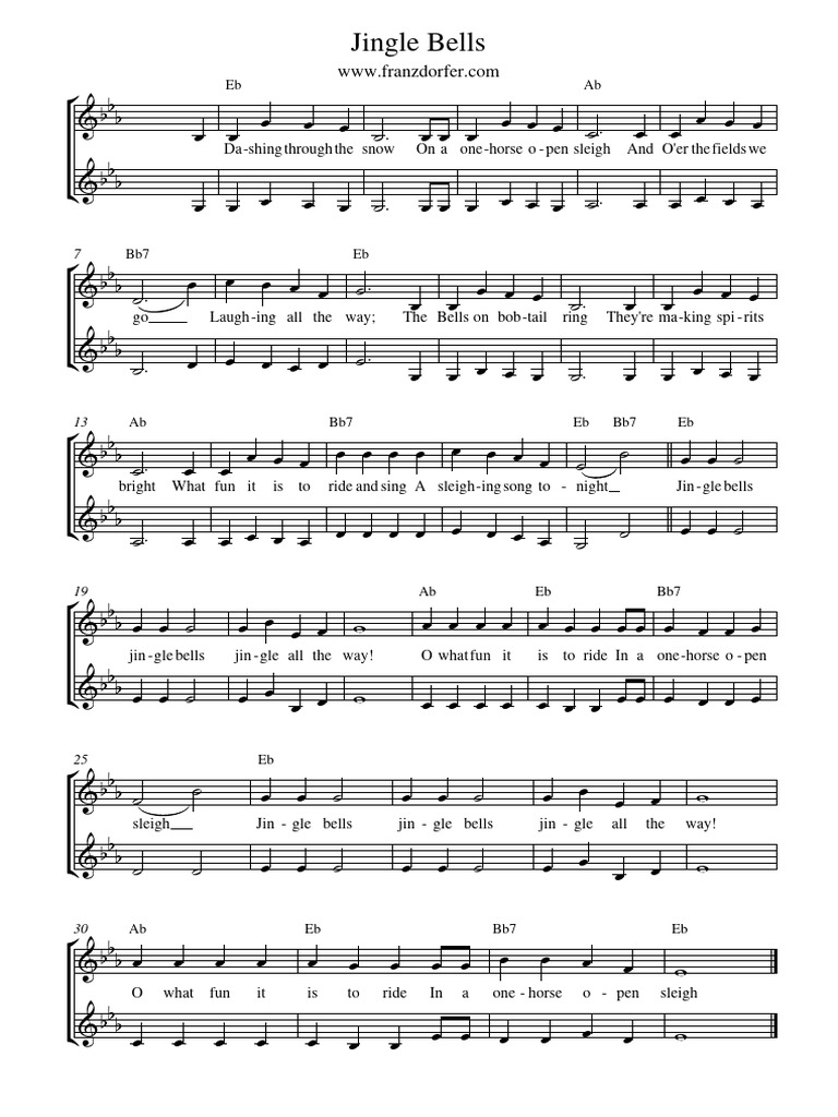 Jingle Bells-Eb | PDF | Christmas Music | Seasonal Traditions