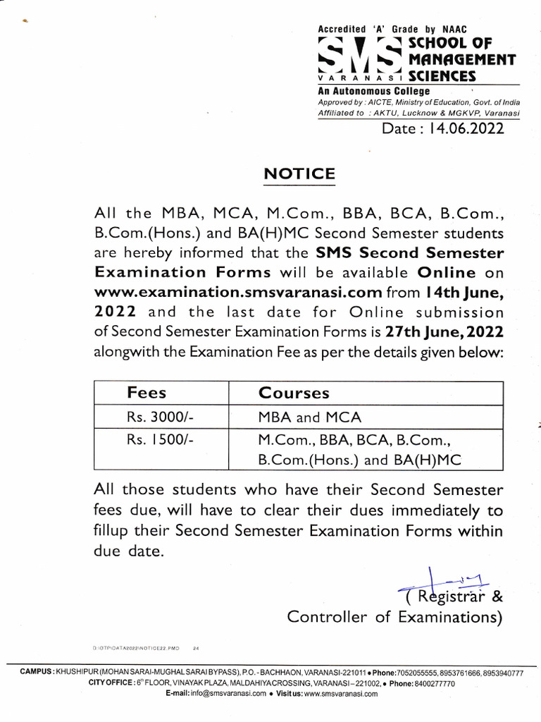 17 Notice Notice Examination Form | PDF | Educational Stages | Career ...