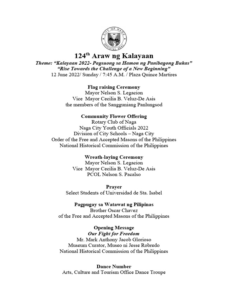 124th Araw NG Kalayaan Program | PDF | Philippines
