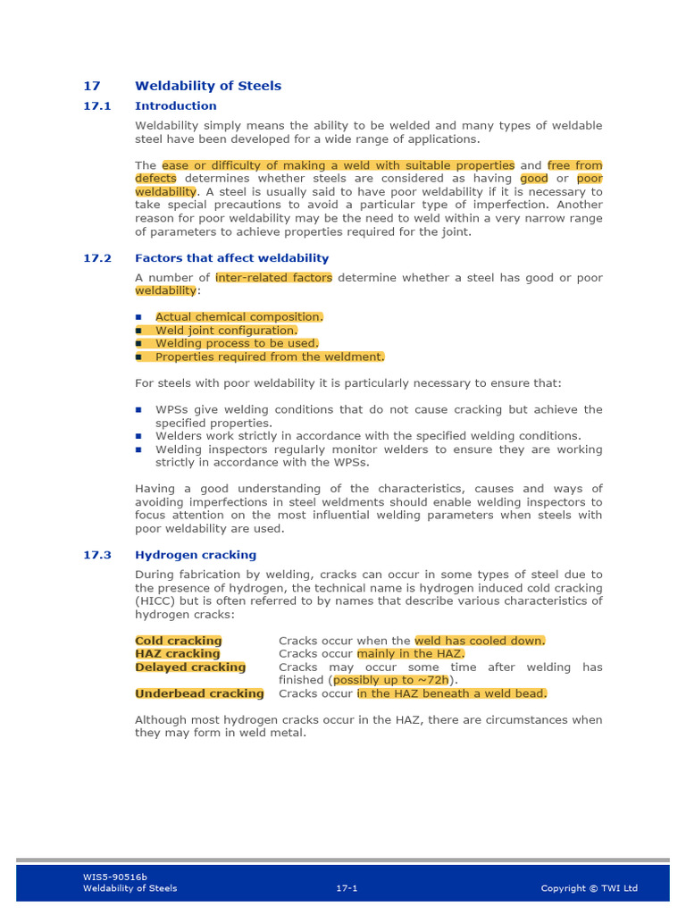 Section 17 Weldability of Steels | PDF | Construction | Welding